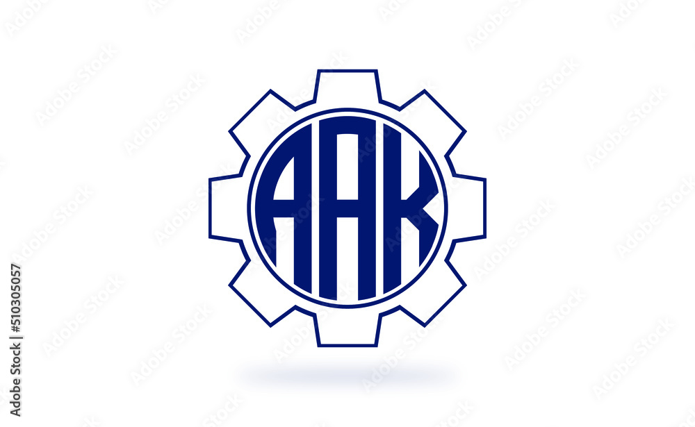 AAK three letter industrial logo with gear icon logo design vector ...