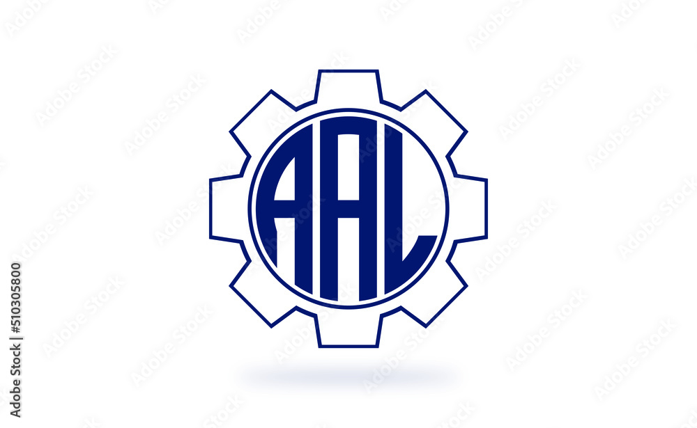 AAL three letter industrial logo with gear icon logo design vector ...