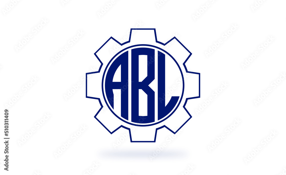 ABL three letter industrial logo with gear icon logo design vector ...