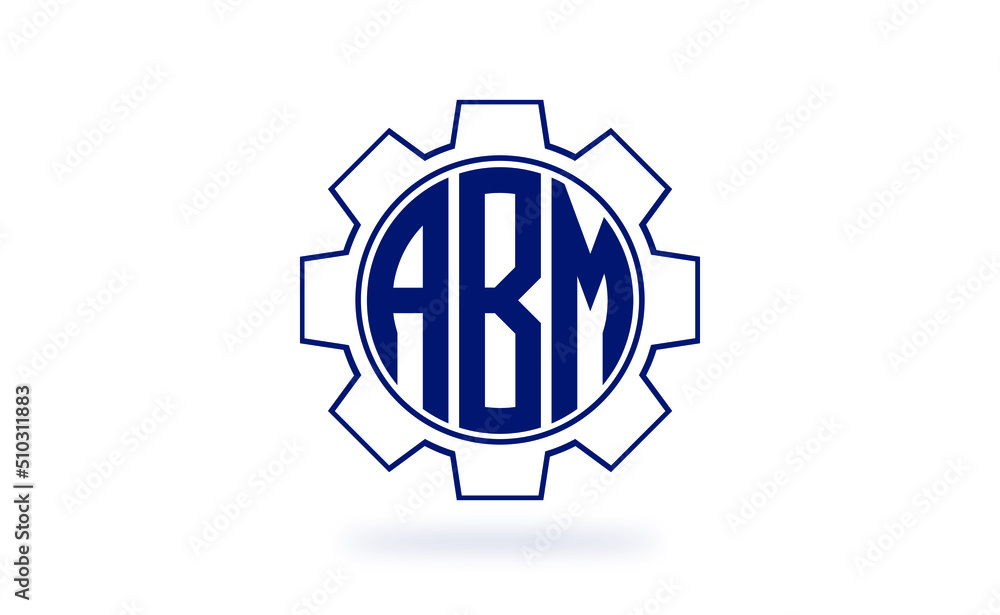 ABM three letter industrial logo with gear icon logo design vector ...