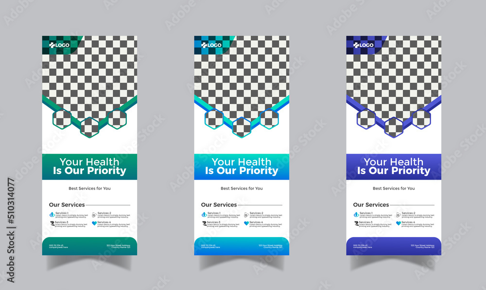 Medical healthcare roll-up banner and standee medical banner design ...