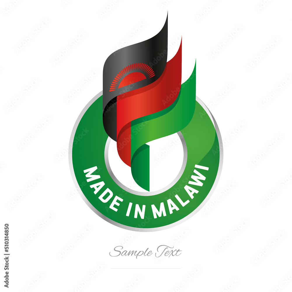 Made in Malawi Abstract wavy flag torch flame black red green modern ...