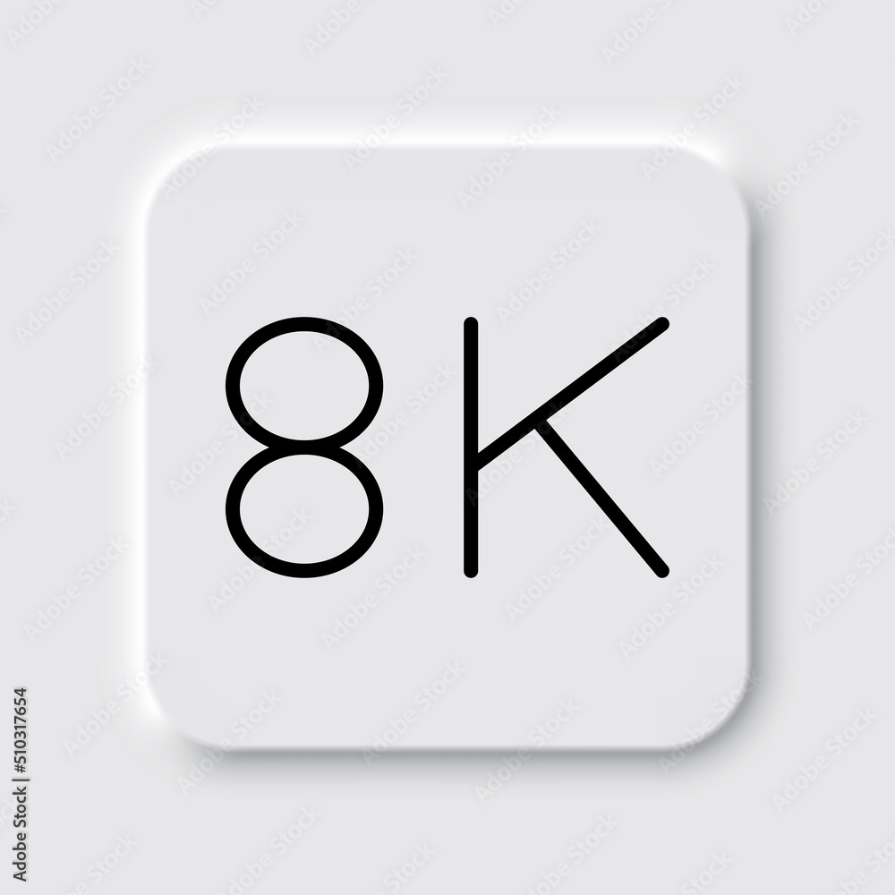 8K simple iocn vector. Flat design. Neumorphism design.ai Stock Vector ...