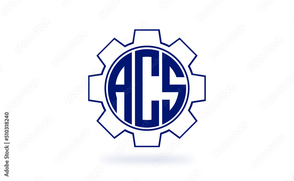 ACS three letter industrial logo with gear icon logo design vector ...