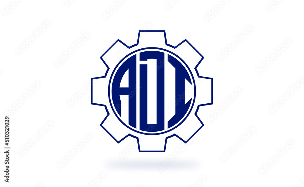 ADI three letter industrial logo with gear icon logo design vector ...
