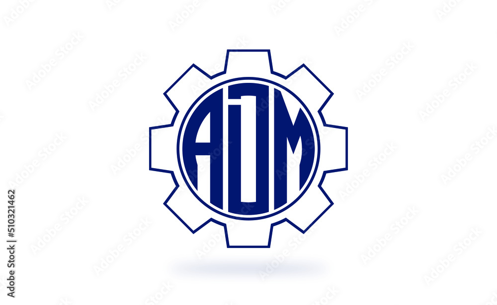 ADM three letter industrial logo with gear icon logo design vector ...