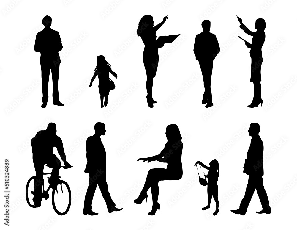 Vector silhouettes, Outline silhouettes of people, Contour drawing ...