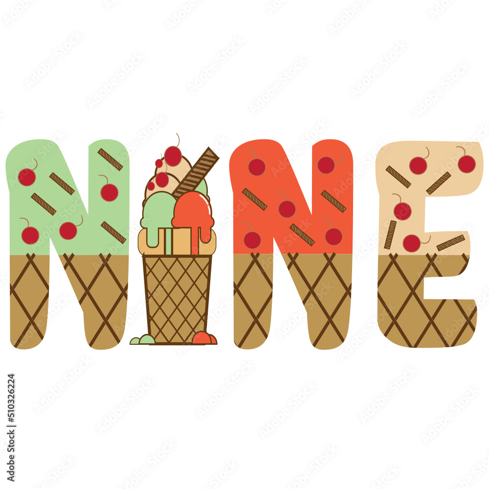 ice cream summer birthday svg png, ice cream number svg, ice cream ...