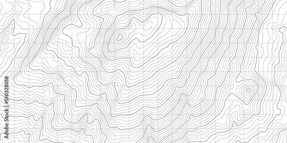 Black White Topography Contour Outline Map With Relief Elevation Vector ...