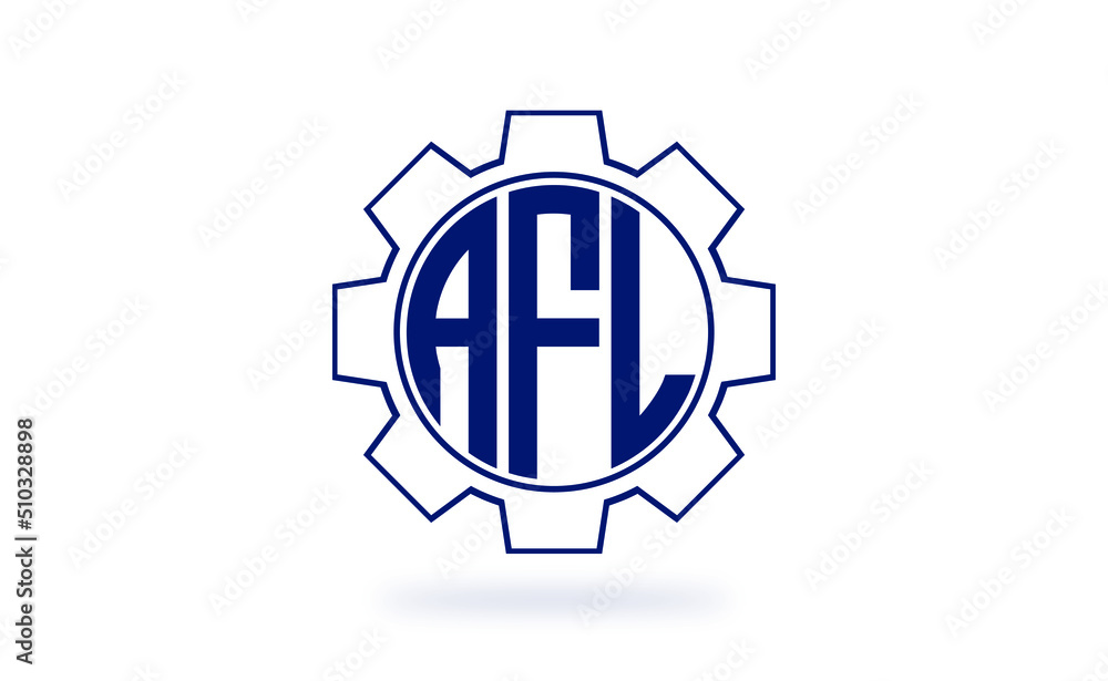 AFL three letter industrial logo with gear icon logo design vector ...