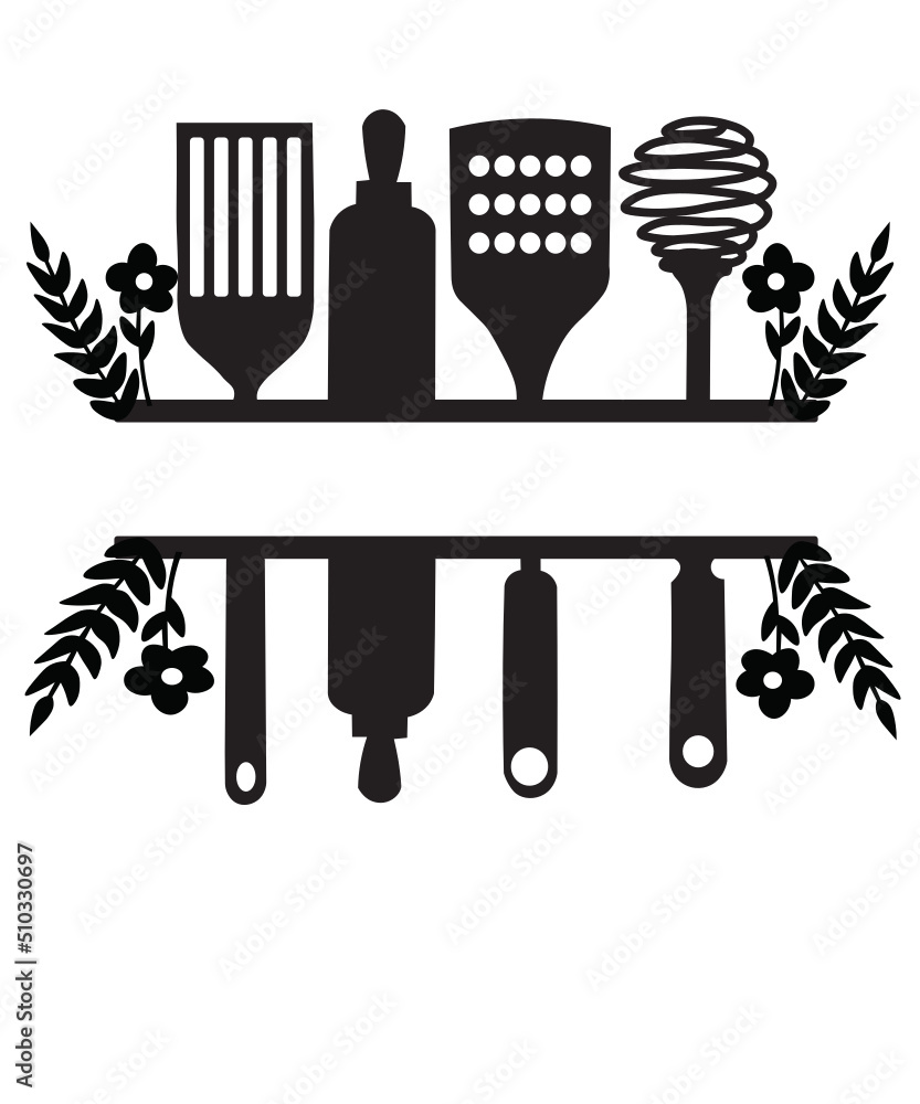 Kitchen Split Frame SVG, kitchen svg, cooking svg, Kitchen Monogram svg ...