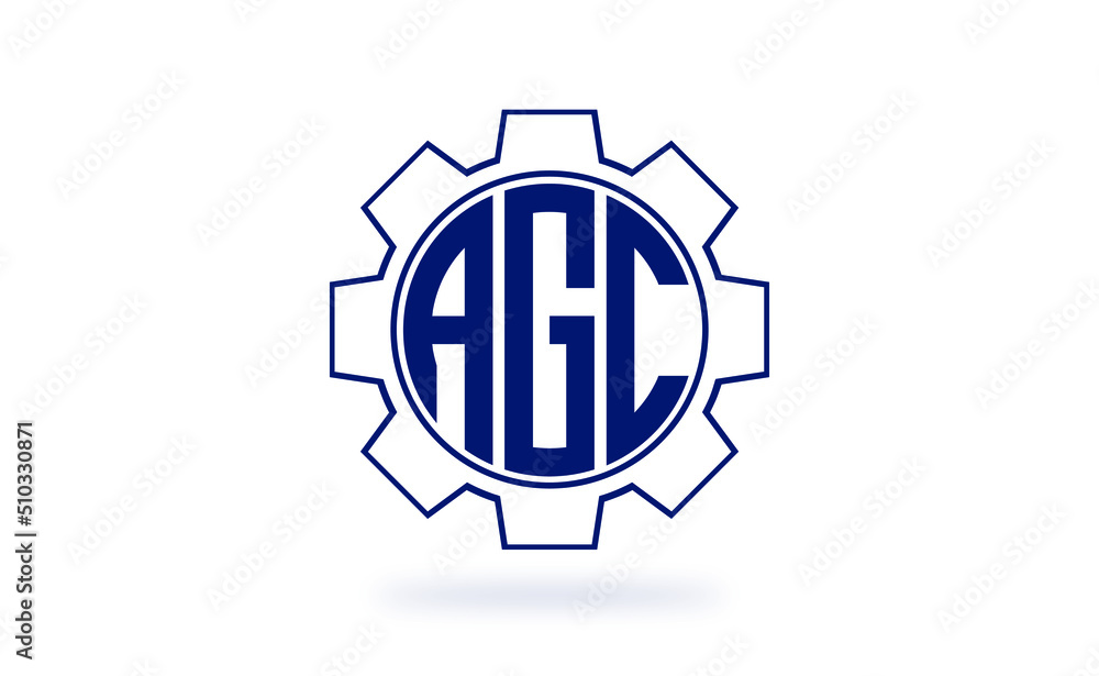AGC three letter industrial logo with gear icon logo design vector ...