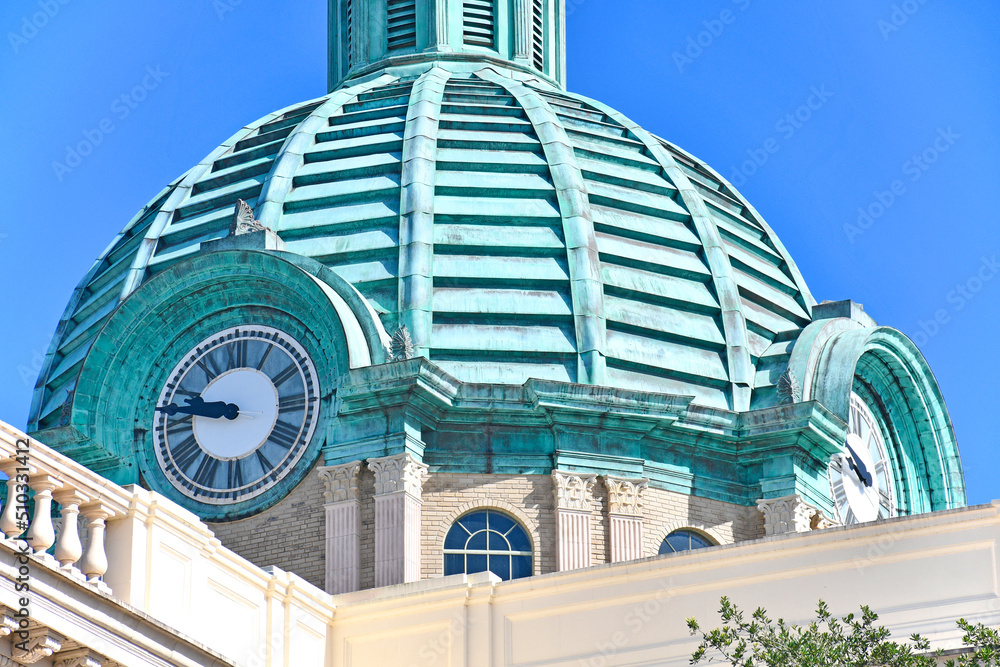 Clock on top of historic Volusia County Courthouse in Deland, Florida ...