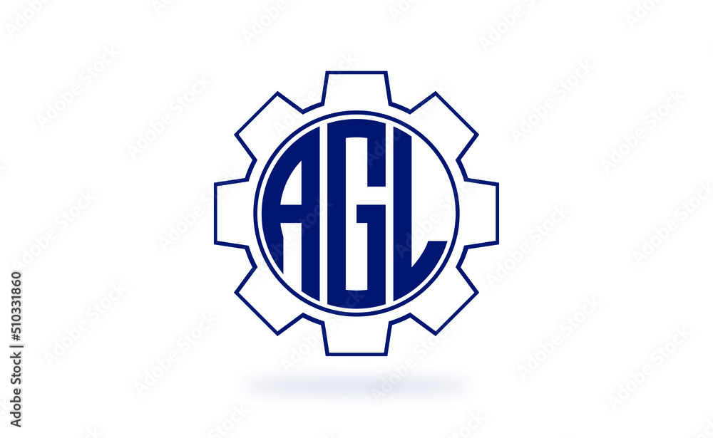 AGL three letter industrial logo with gear icon logo design vector ...