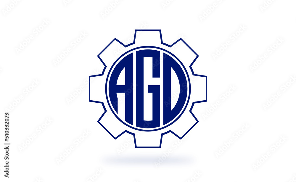 Vetor do Stock: AGO three letter industrial logo with gear icon logo ...