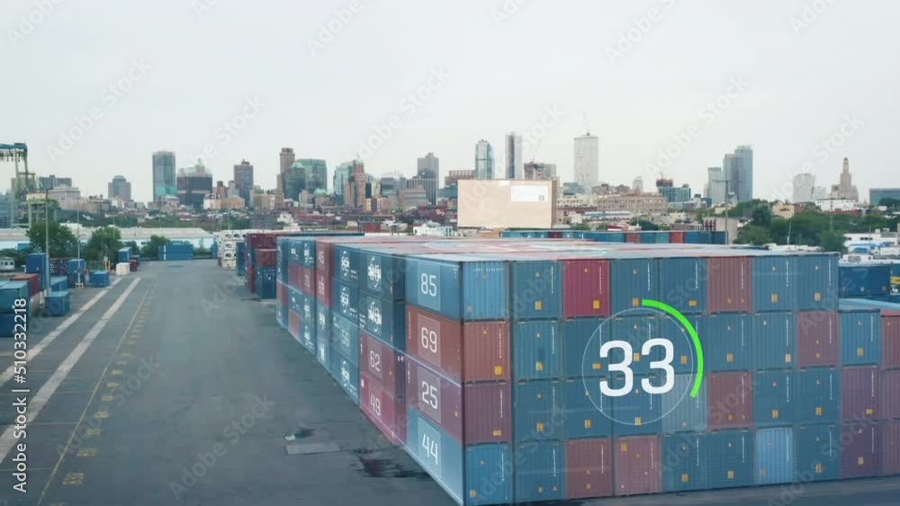 Augmented reality in logistics showing figures about stacked naval ...