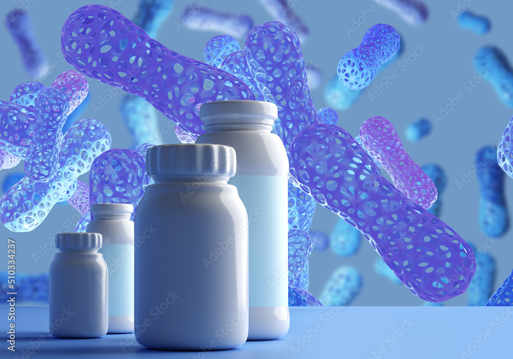 Probiotic products. Concept - yoghurt with probiotic bacteria ...