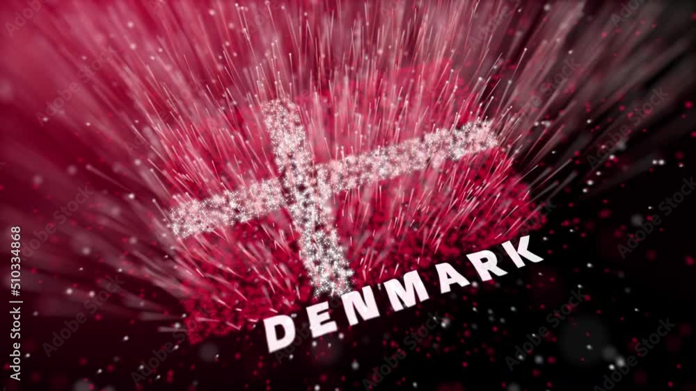 Animation video of the country Denmark flag displayed through tiny ...