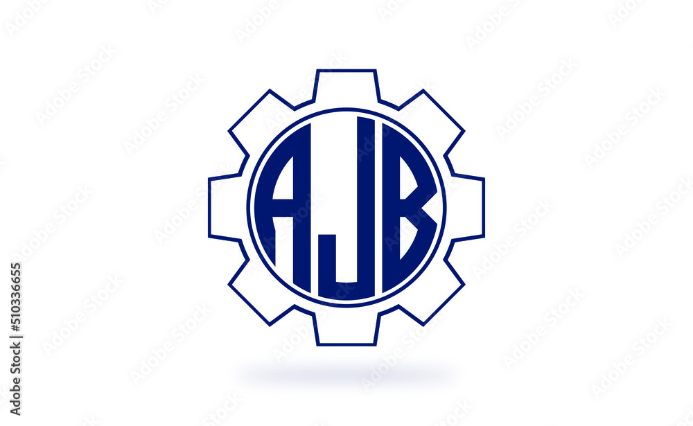 AJB three letter industrial logo with gear icon logo design vector ...