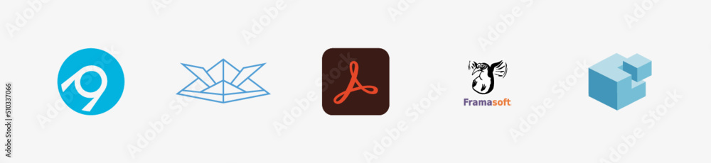 AppVeyor logo, Adobe Acrobat Pro DC logo, Framasoft logo, Shogun logo, SaltStack logo, Software ...