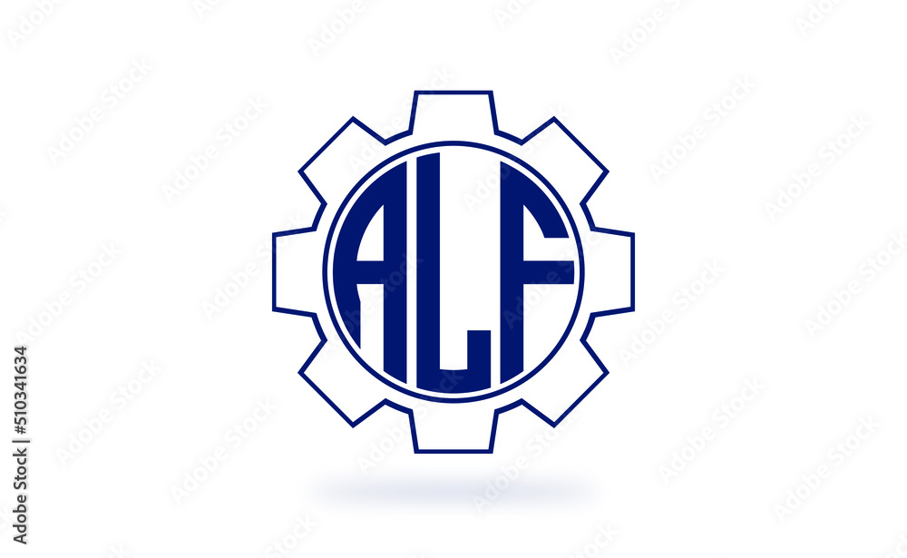 ALF three letter industrial logo with gear icon logo design vector ...