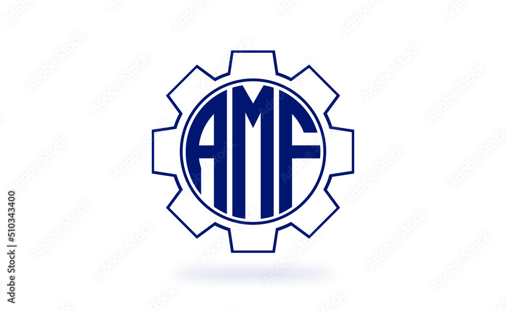 AMF three letter industrial logo with gear icon logo design vector ...