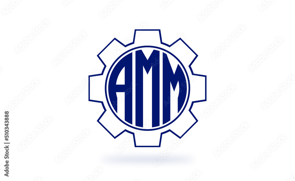 AMM three letter industrial logo with gear icon logo design vector ...