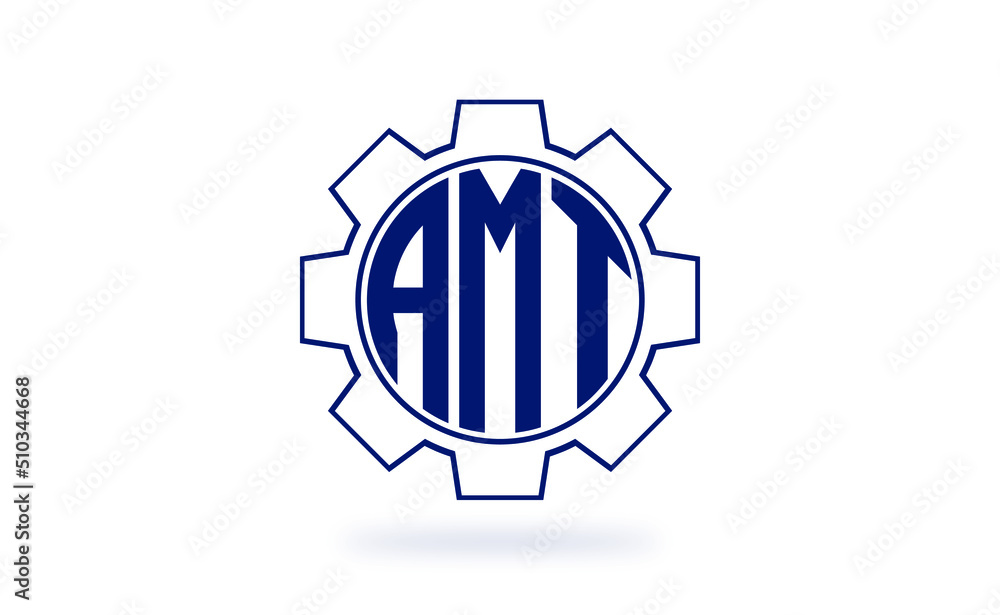 AMT three letter industrial logo with gear icon logo design vector ...