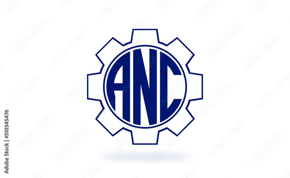 ANC three letter industrial logo with gear icon logo design vector ...
