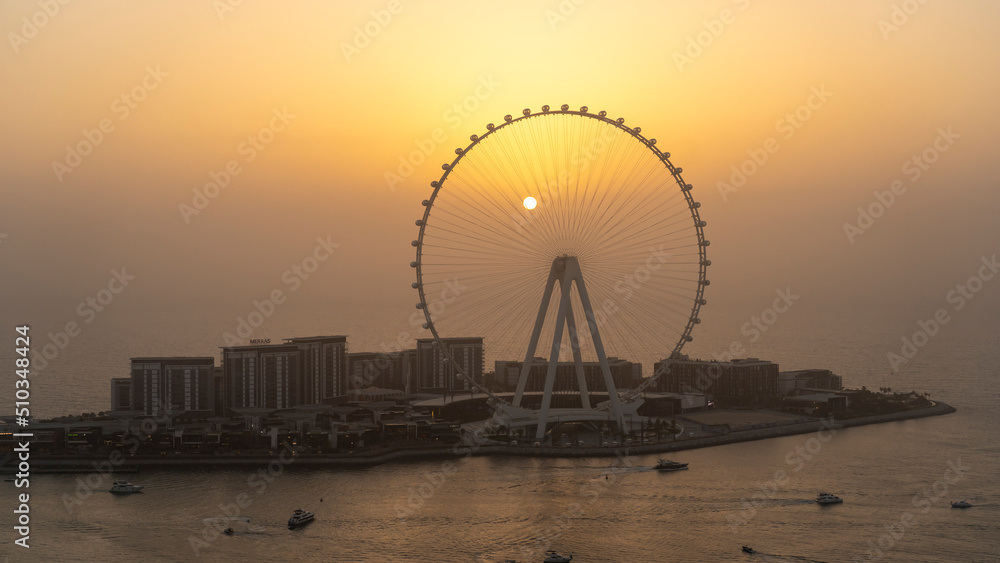 Dubai, United Arab Emirates. Amazing aerial view of the Ain Dubai and ...