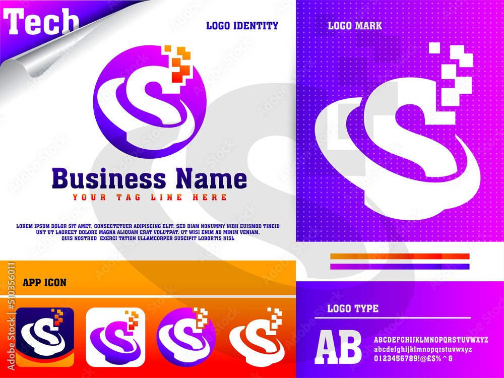 Tech Letter S Logo Design Template Stock Vector | Adobe Stock