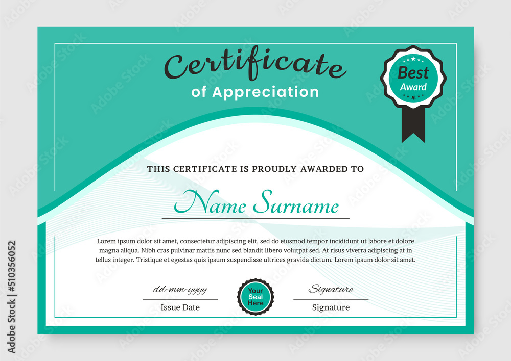 Professional and Modern Award Certificate Design Template Stock Vector ...