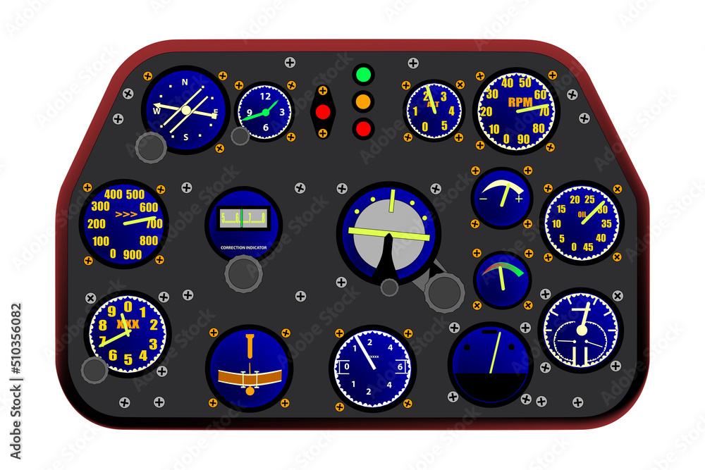 WW2 Fighter Plane Control Panel Stock Vector | Adobe Stock