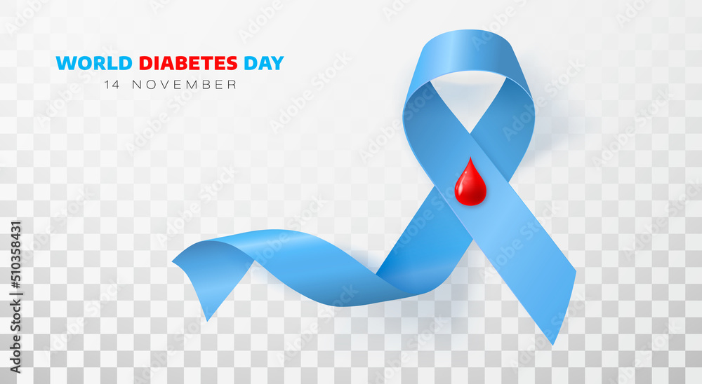 World diabetes day awareness ribbon on transparent background. Stock ...
