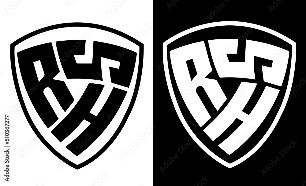 RHS letters logo, security Shield logo vector. RSH logo with a white ...