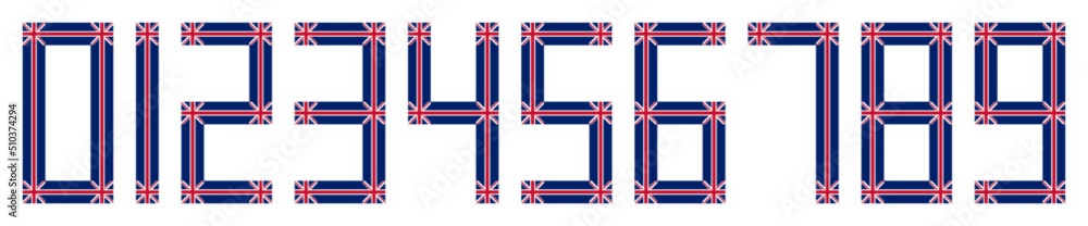 number zero to nine icon of union jack flag. vector illustration ...
