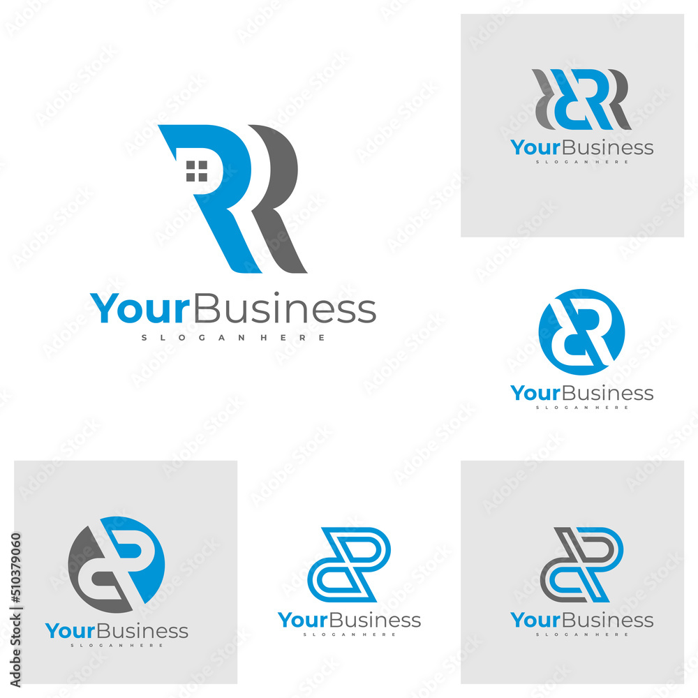 Set of Letter R logo design vector template, Initial RR logo concepts ...