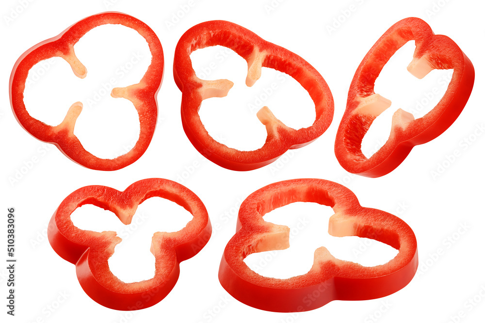 sweet pepper slice, paprika, isolated on white background, clipping ...