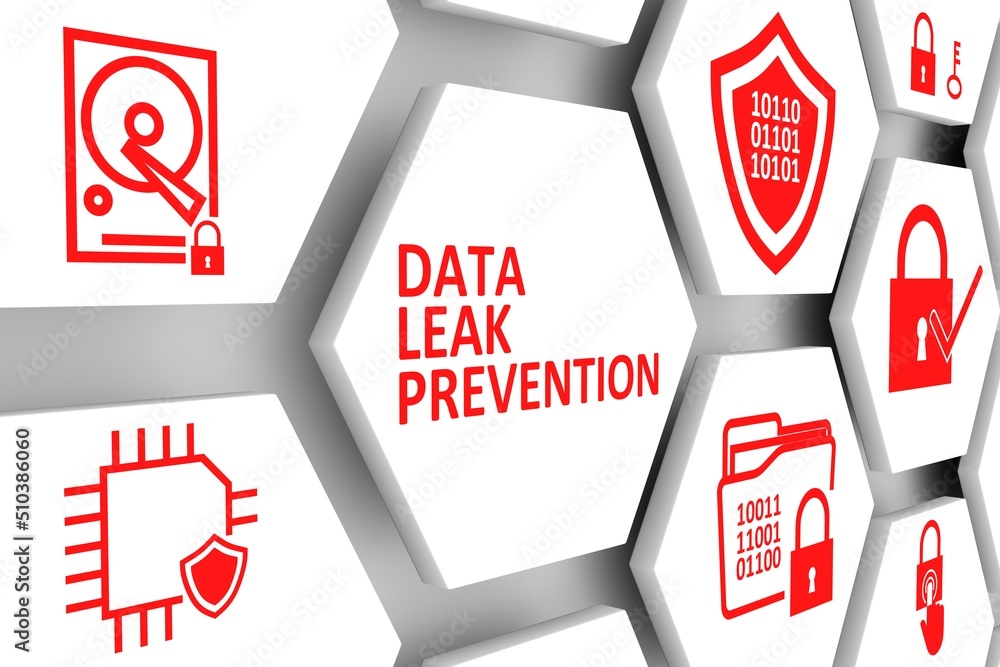 DATA LEAK PREVENTION concept cell background 3d illustration Stock ...