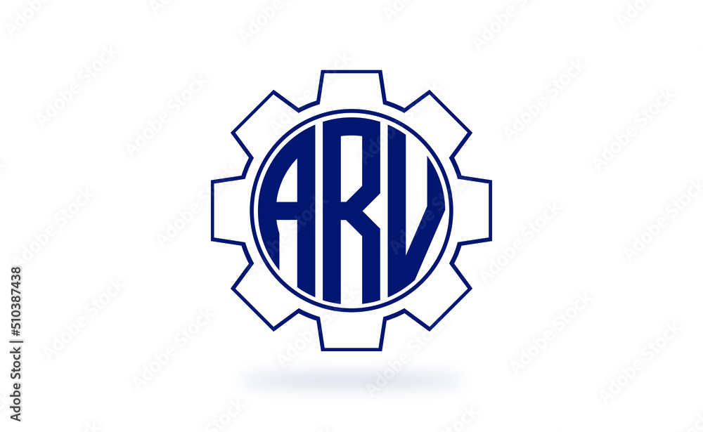 ARV three letter industrial logo with gear icon logo design vector ...