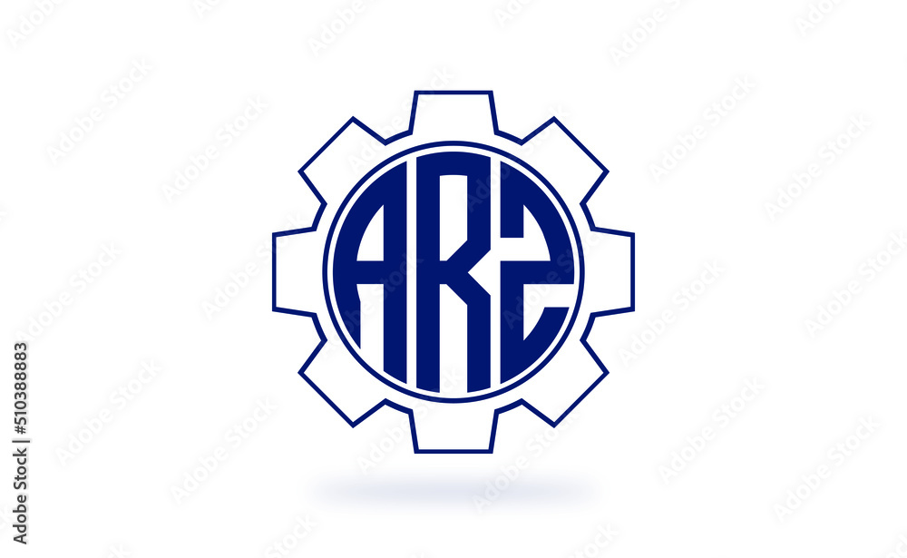 ARZ three letter industrial logo with gear icon logo design vector ...