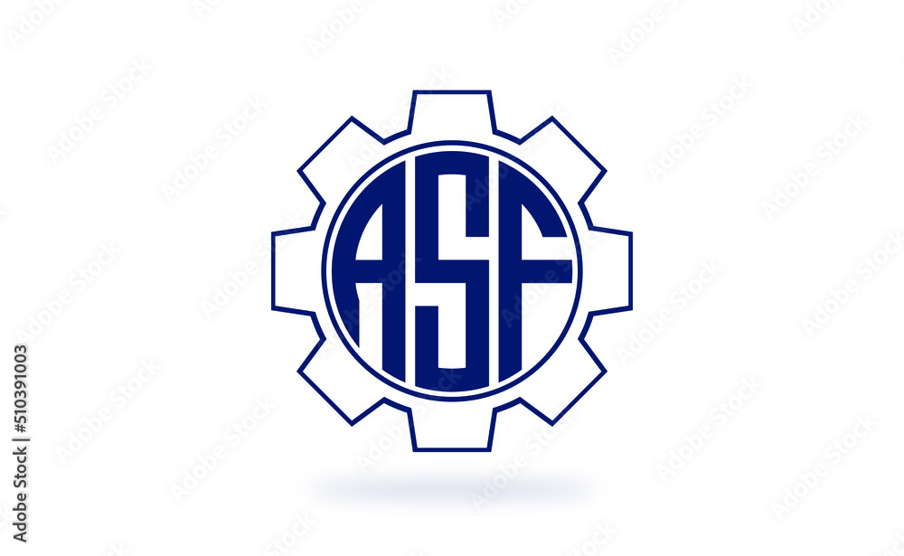 ASF three letter industrial logo with gear icon logo design vector ...
