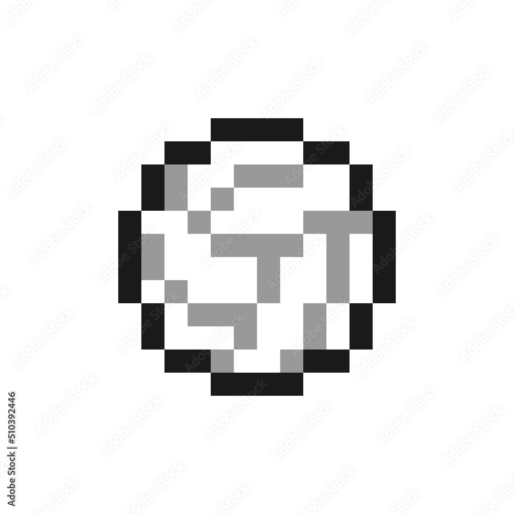 Volleyball ball icon in pixel art design isolated on white background ...
