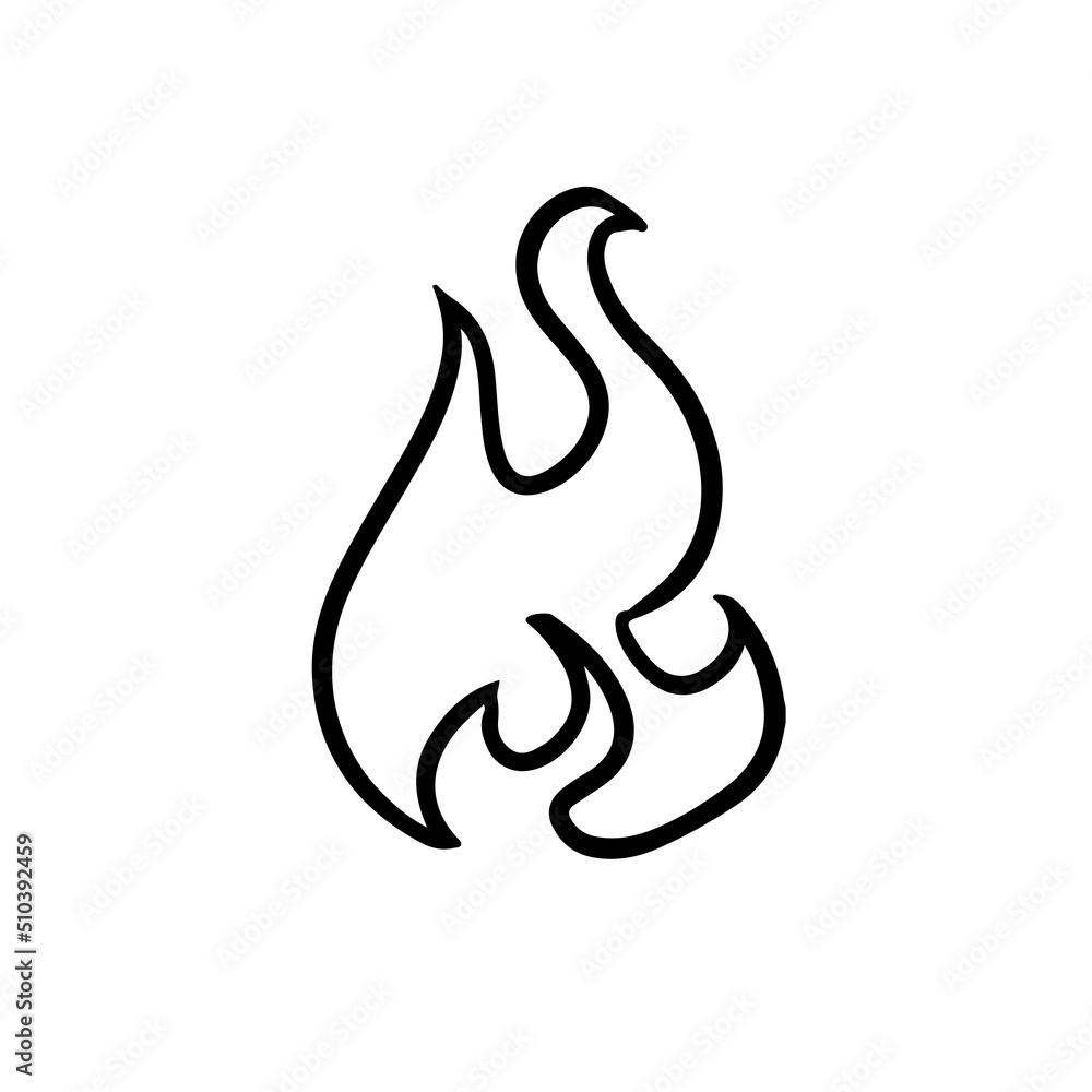 Four elements icon: fire. Pictograph fire symbol. Cute cartoon esoteric ...