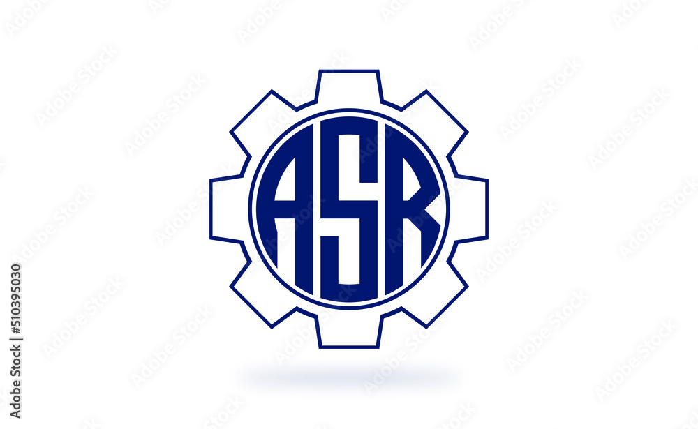 ASR three letter industrial logo with gear icon logo design vector ...