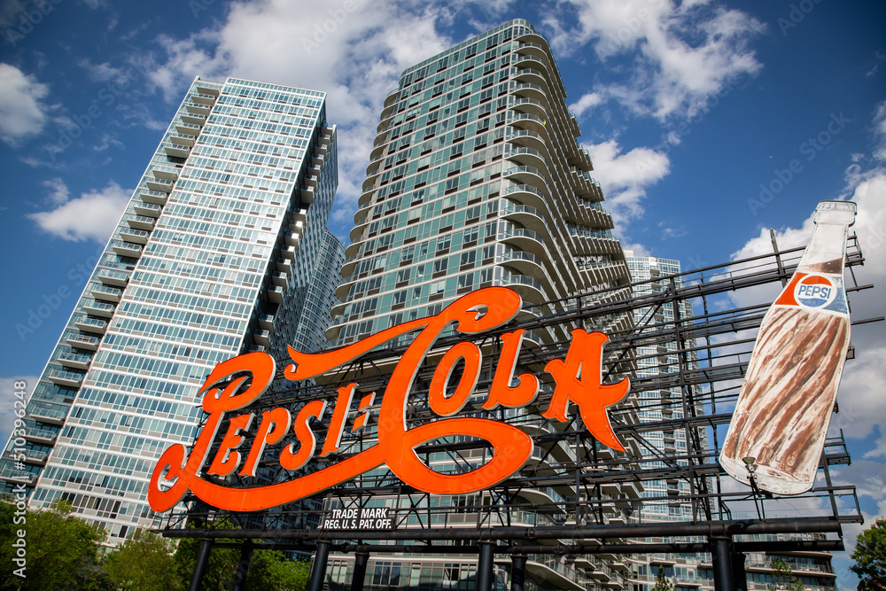 Pepsi Cola sign in New York City, Brooklyn on June 1st, 2022 Stock ...