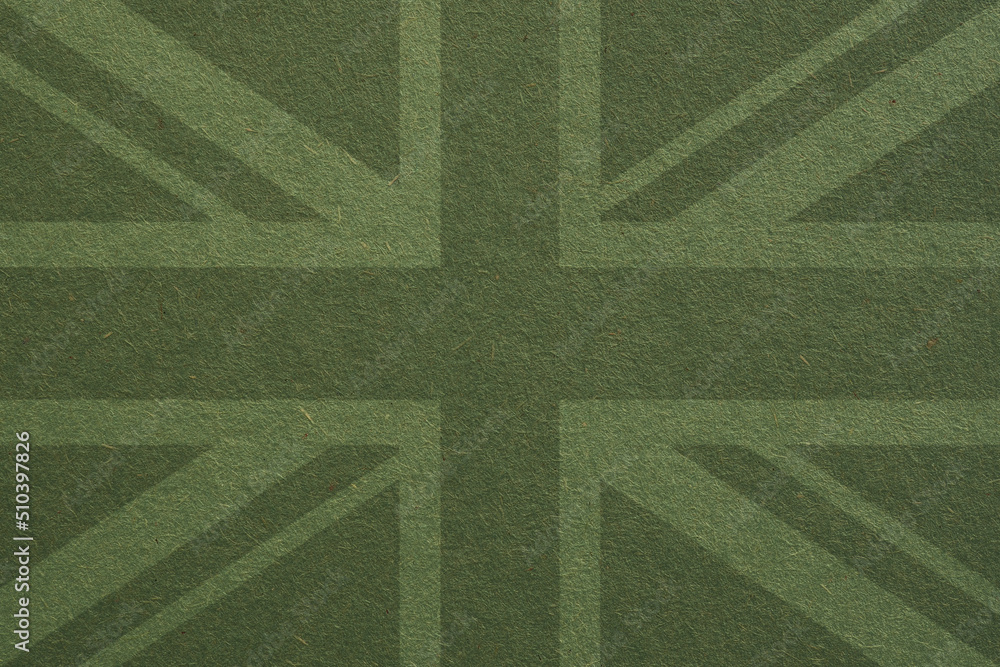 Foto de British flag outline on green cardboard surface. Paper texture ...