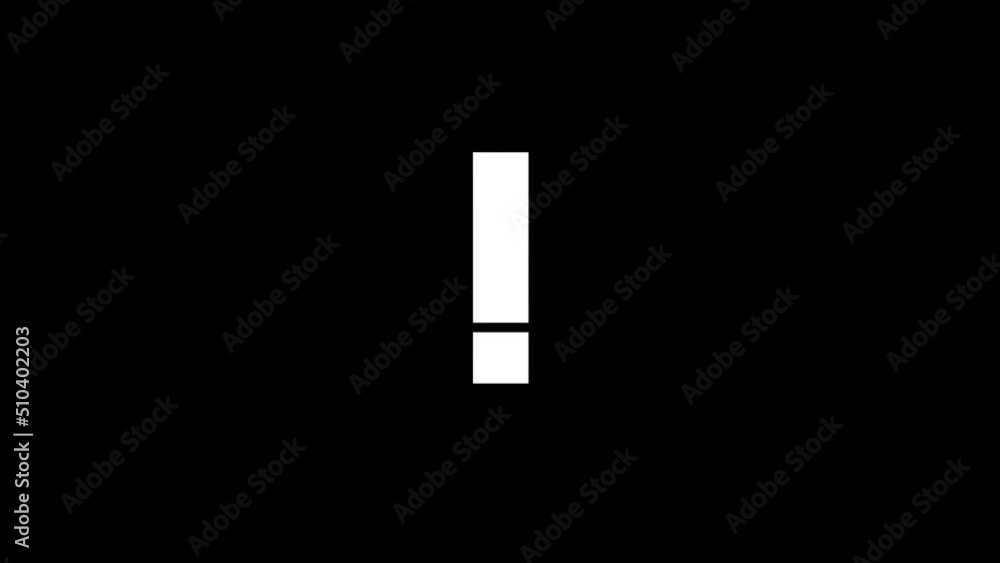 White picture of exclamation mark on a black background. american ...