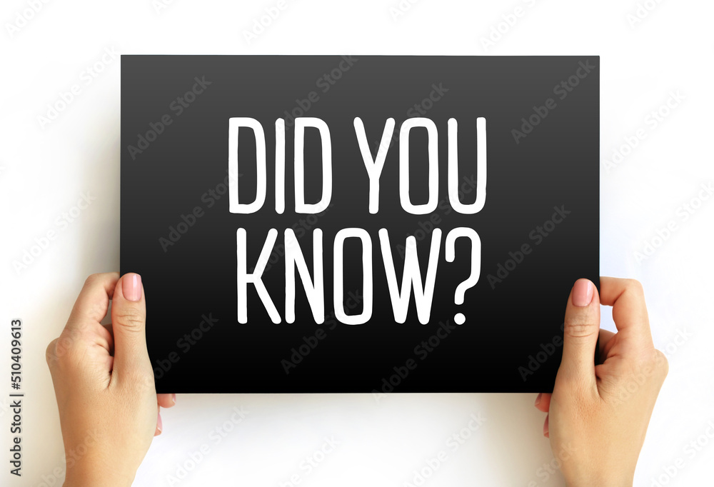 Did You Know Question text on card, concept background Stock Photo ...