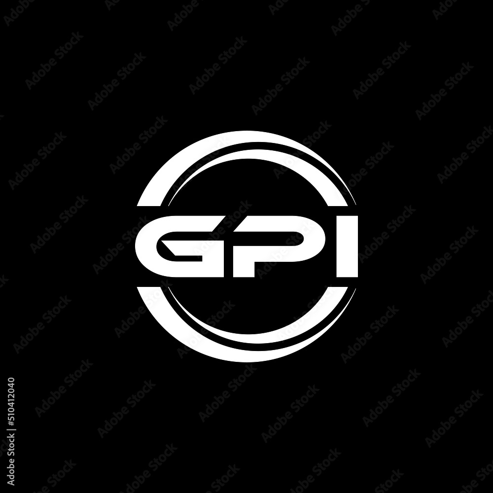 GPI letter logo design with black background in illustrator, vector ...